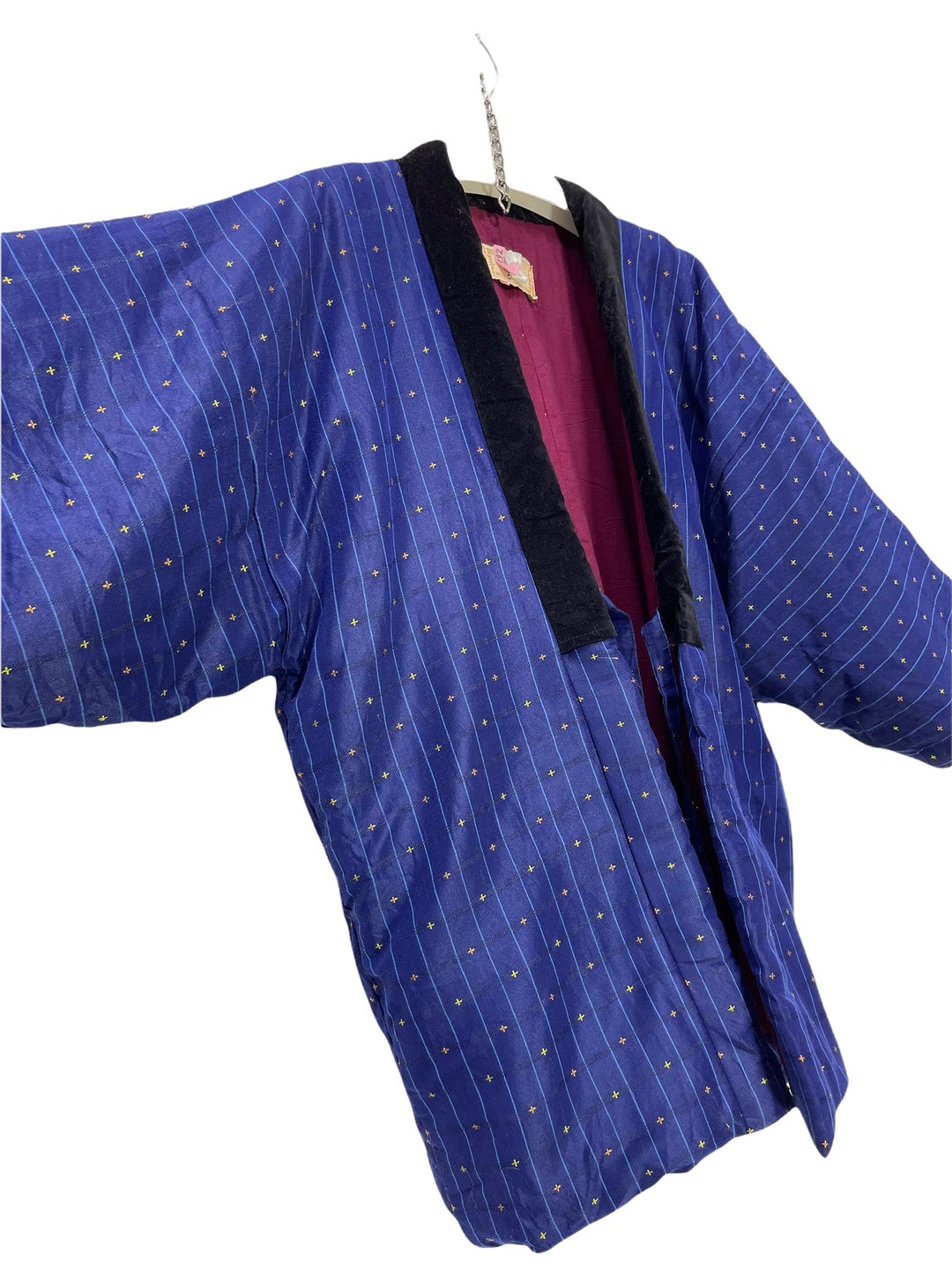 Made in Japan Vintage Hanten Jacket Padding Wadded Striped Kasuri ...
