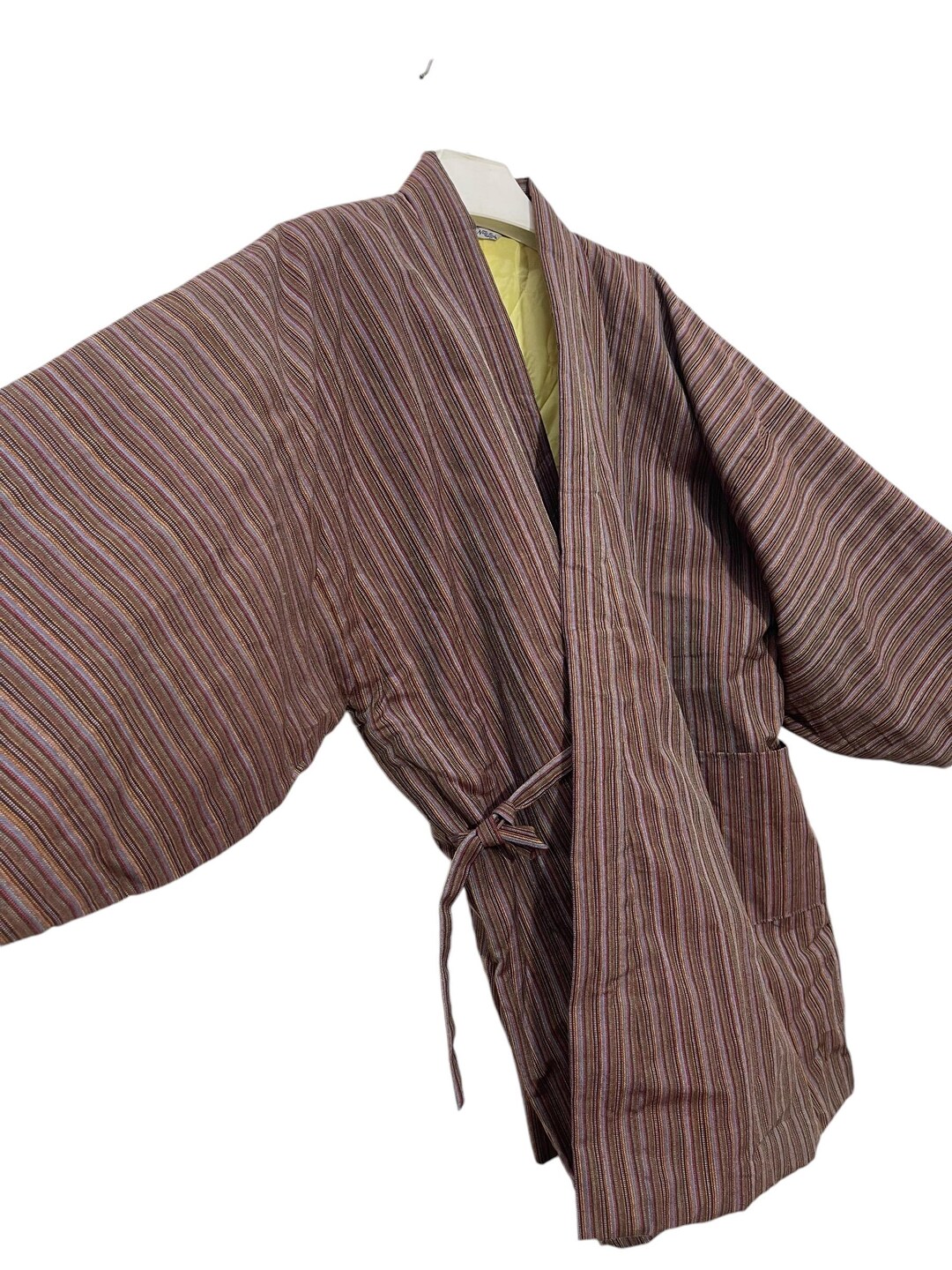 Vintage Hanten Jacket Padded Wadded Striped Pattern Kimono Robe ...
