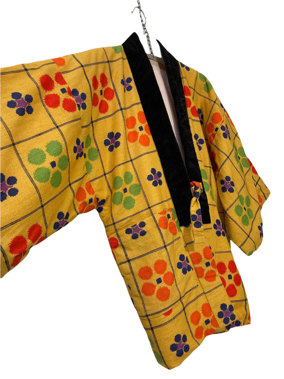 Made in Japan Vintage Hanten Jacket Padding Wadded Full Florals Pattern ...