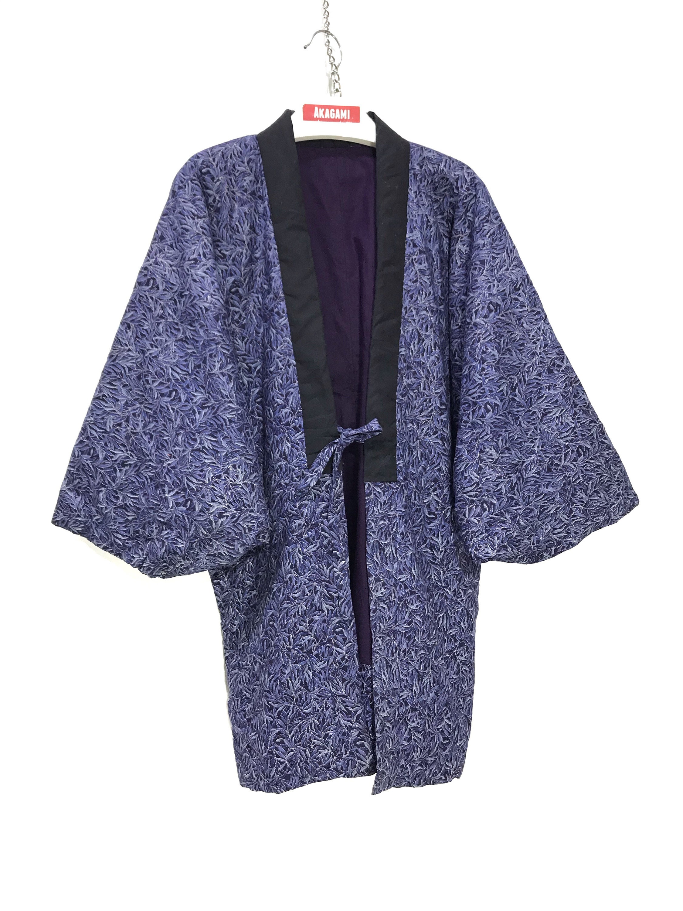 Made in Japan Vintage Hanten Jacket Padding Wadded Florals Full Pattern ...