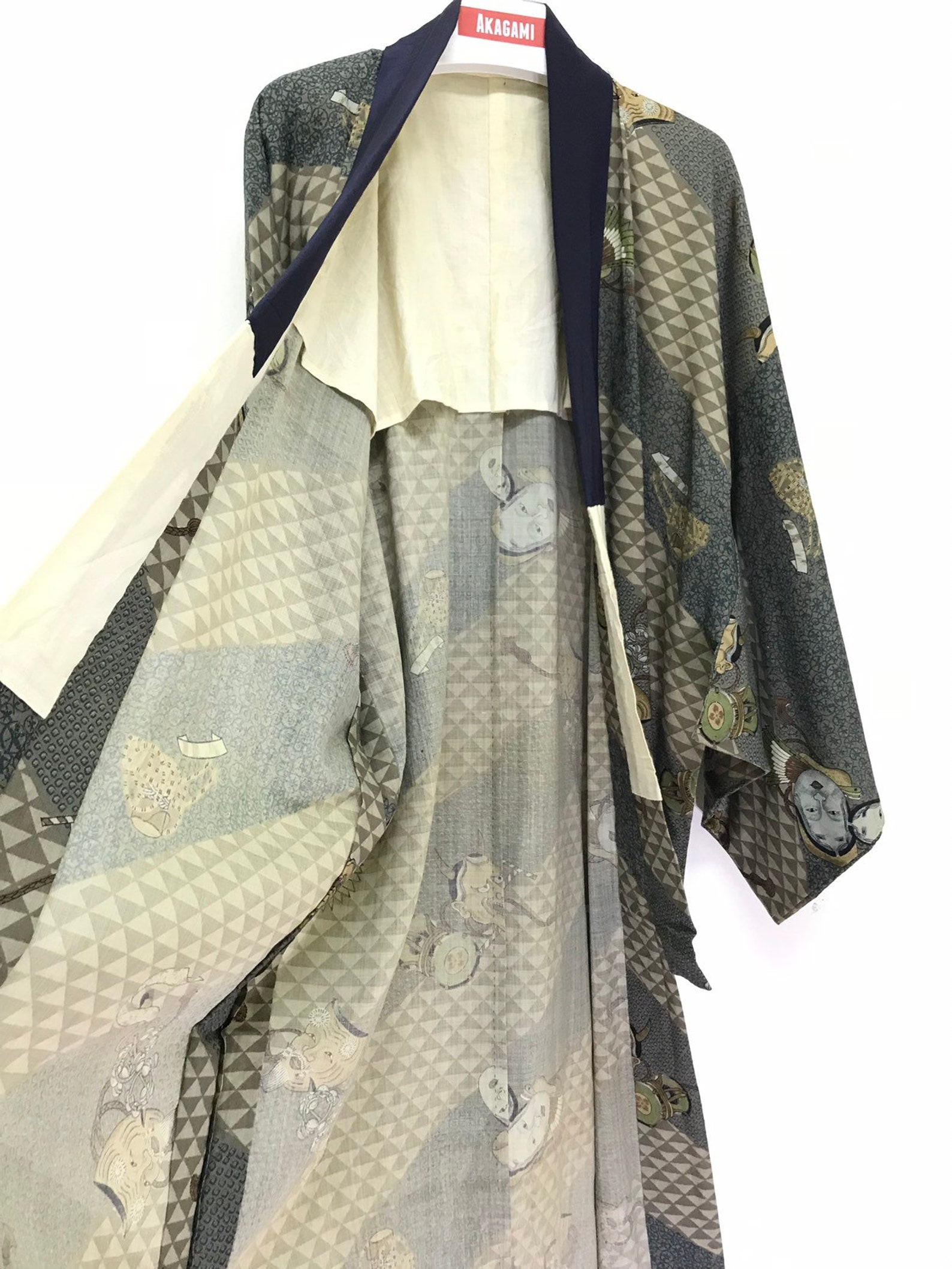 Made in Japan Vintage Haori Long Juban Wool Blended Yukata | Etsy