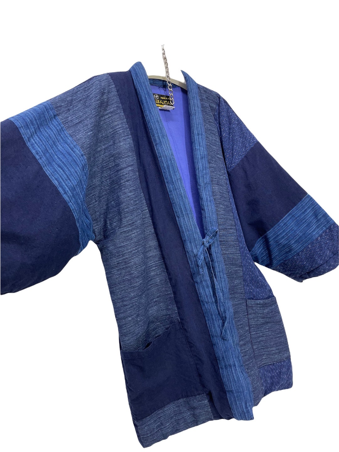 Made in Japan Hanten Jacket Padding Wadded Patchwork Pinstriped Blue ...