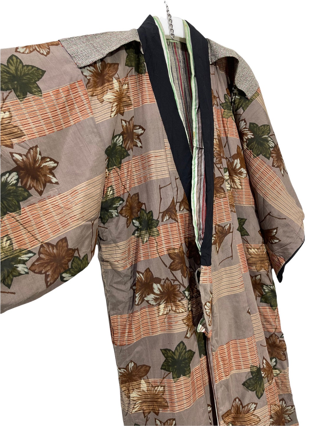 Made in Japan Vintage Hanten Kimono Long Gown Padding Wadded Thick ...