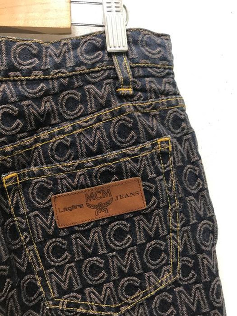 Made in Japan MCM Monogram Full Embroidery Logos Denim Pant | Etsy