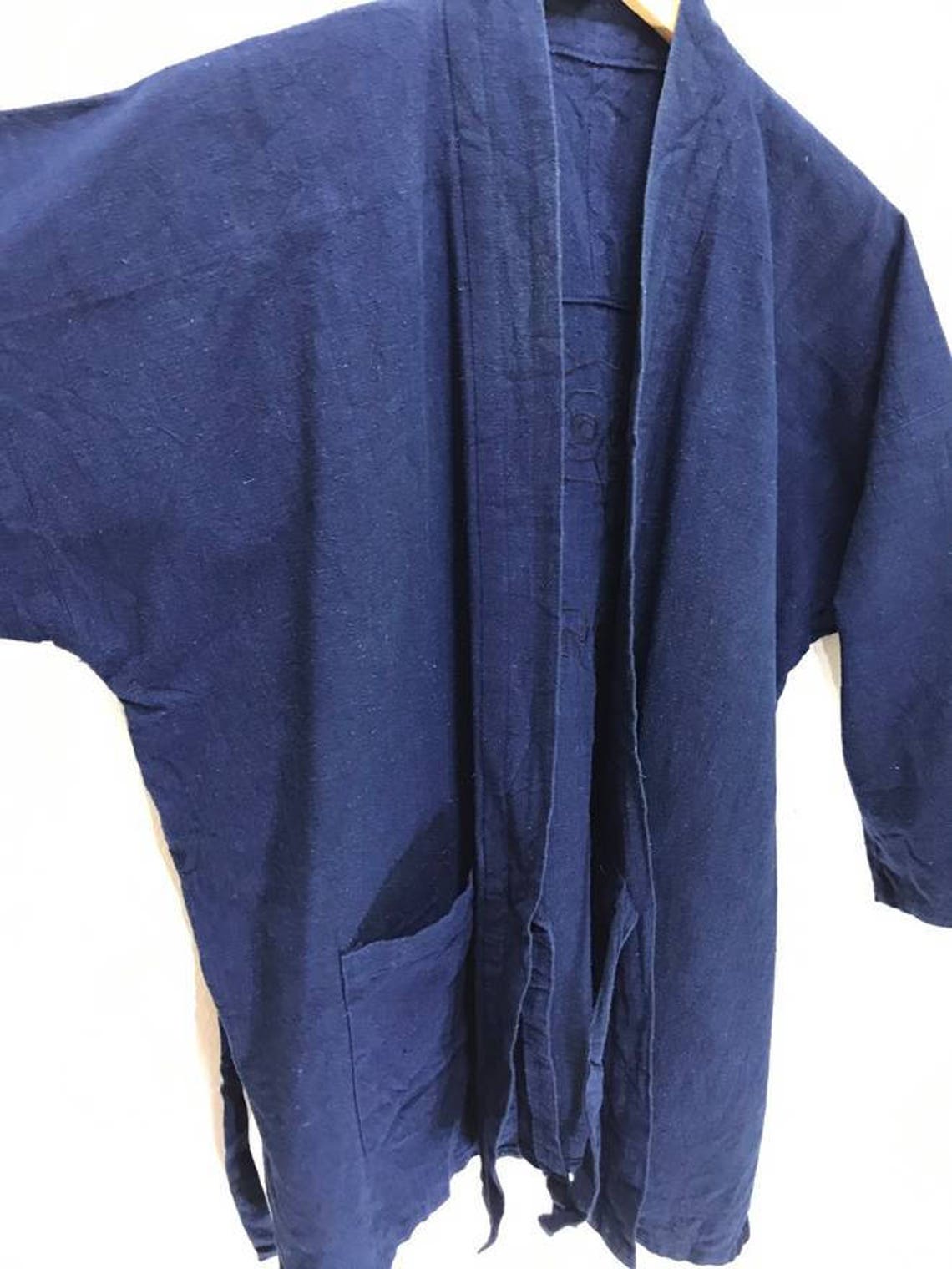 Haori Kimono Noragi Indigo Blue Embroidery Sweet Baby Owl - Etsy