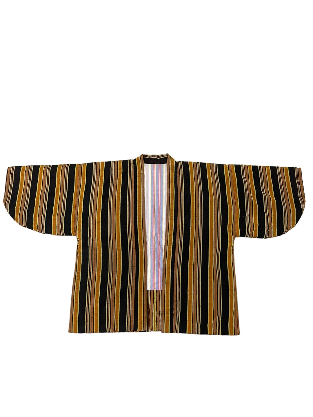 Vintage Hanten Jacket Padding Wadded Full Striped Japanese Pattern ...