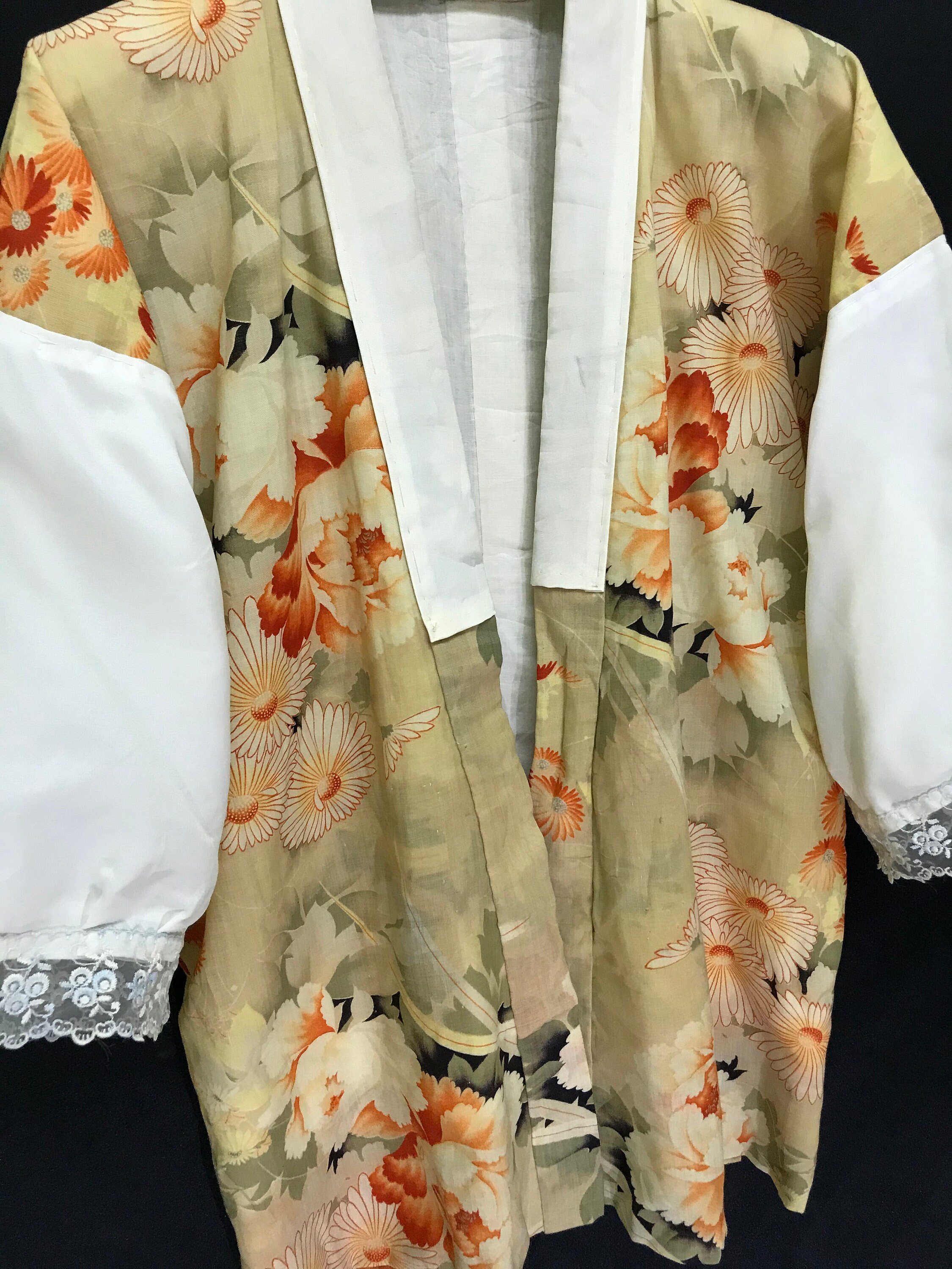 Made in Japan Vintage Haori Light Jacket Florals Hybrid Kimono Light ...
