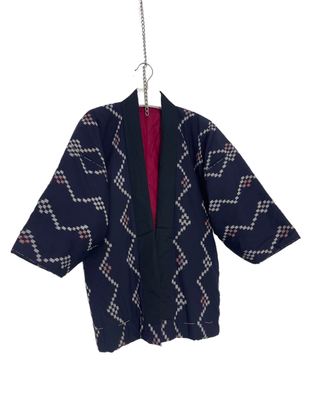 Made in Japan Hanten Jacket Dark Purple Padding Wadded Full Kasuri ...