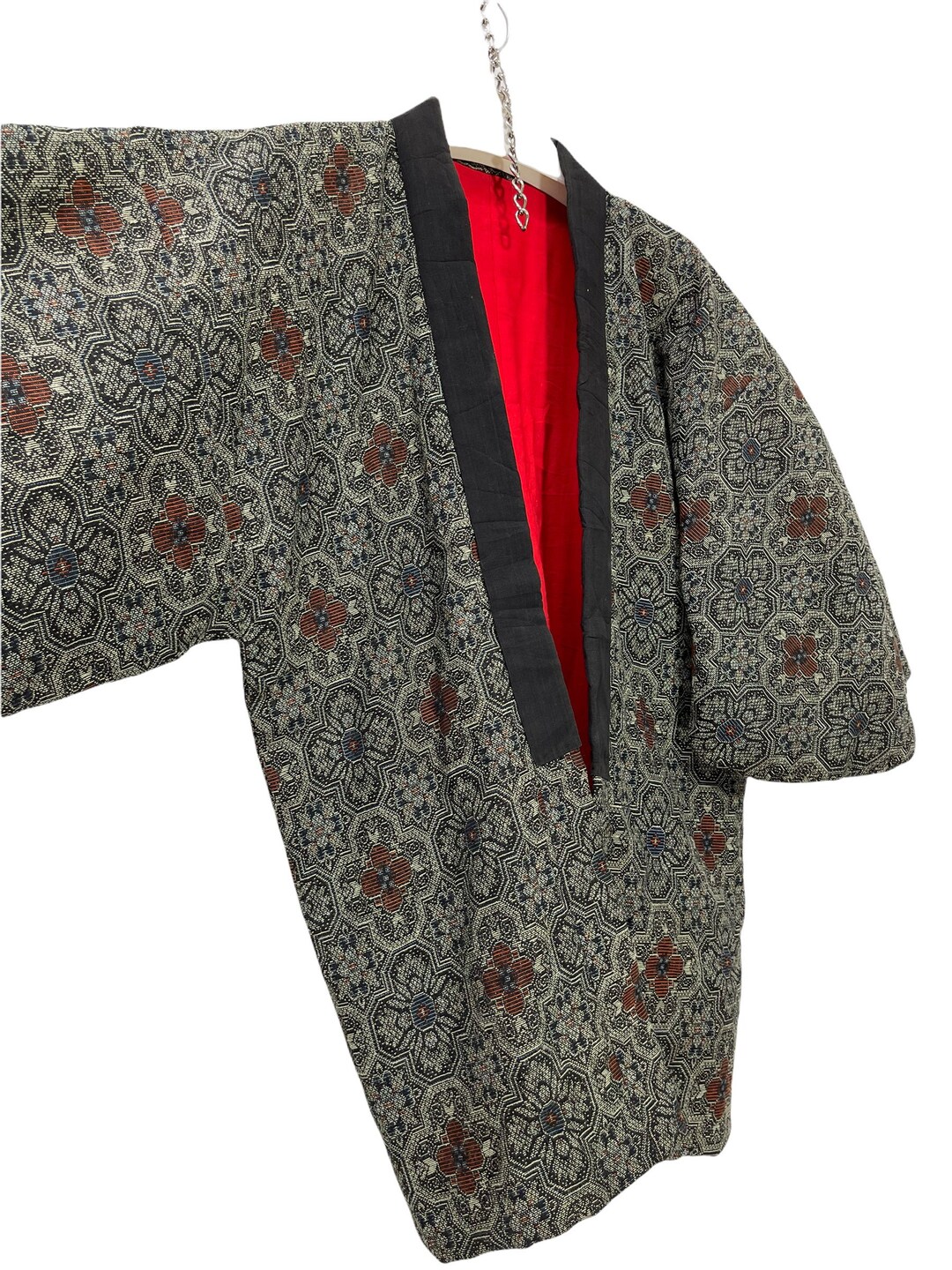Made in Japan Vintage Hanten Jacket Padding Wadded Full Tapestry Damask ...