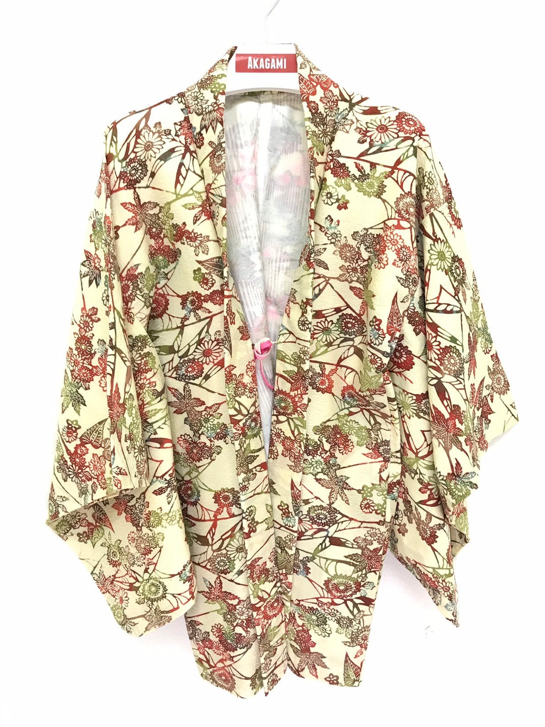 Made in Japan Vintage Haori Silk Light Jacket Fullprinted Asian Florals ...