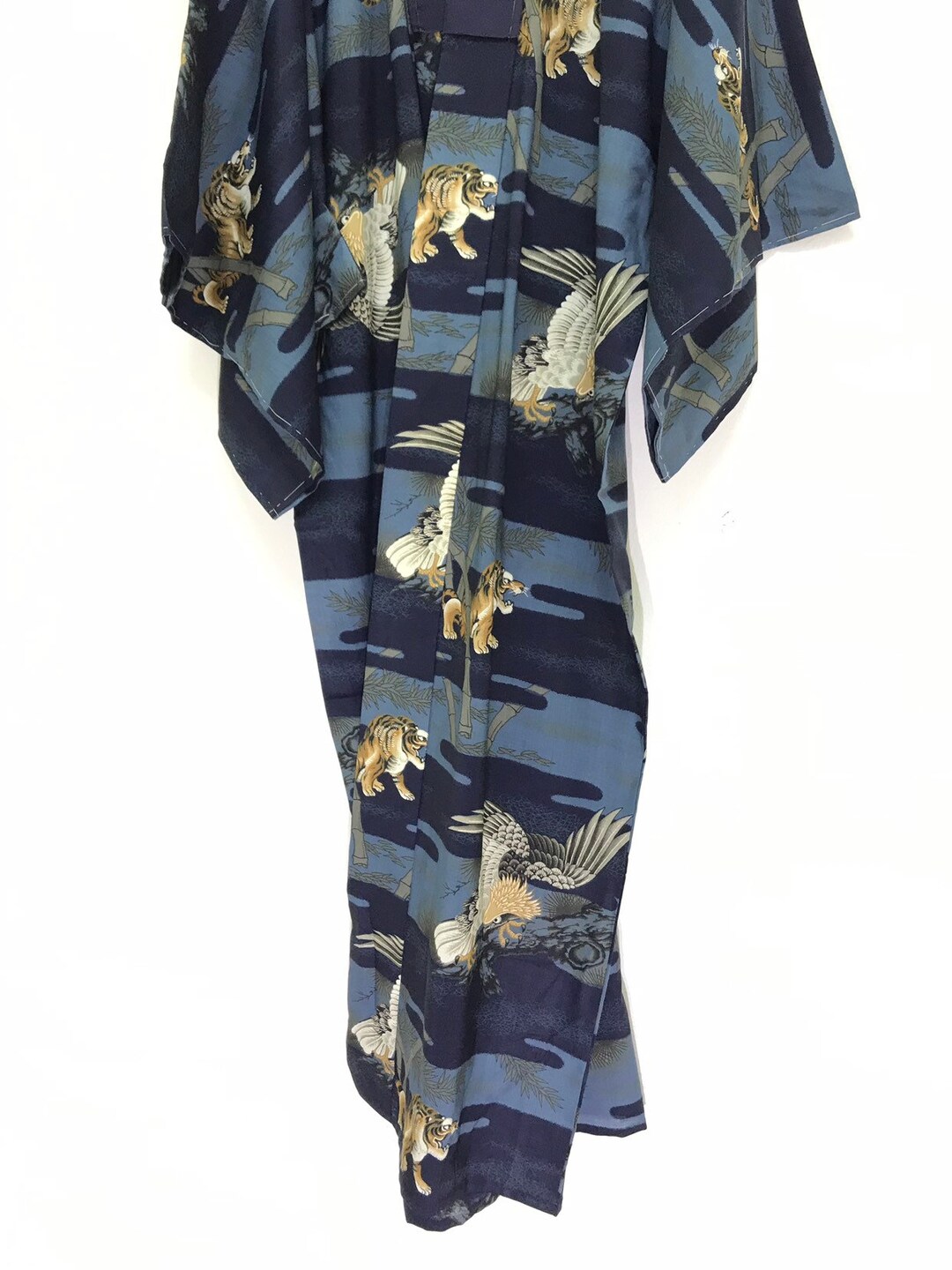 Vintage Showa Nagajuban Wool Fullpattent Tigers Vs Hawks Kimono Robe ...