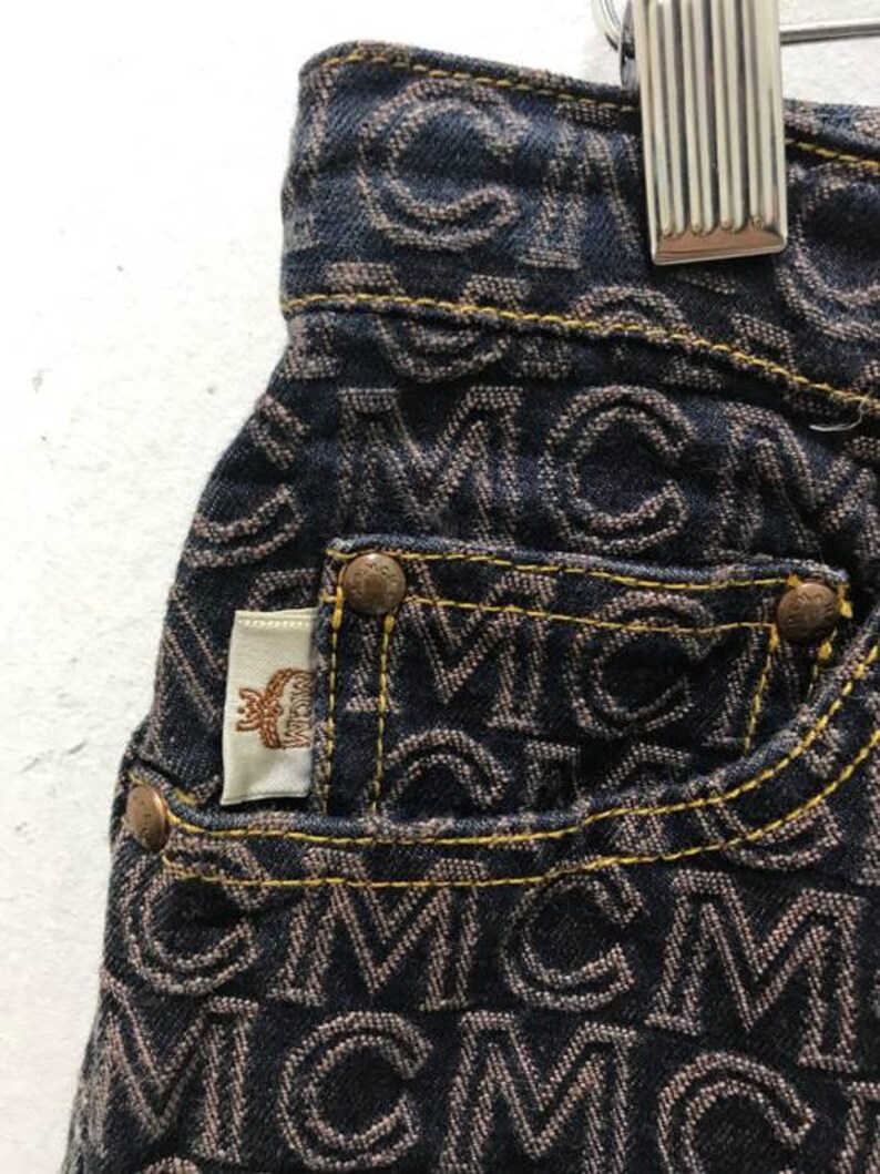 Made in Japan MCM Monogram Full Embroidery Logos Denim Pant | Etsy