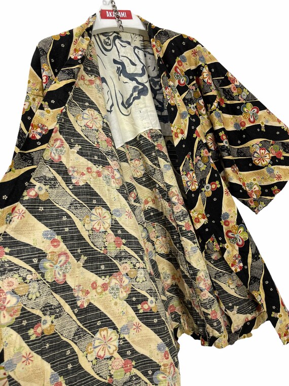 Made in Japan Vintage Showa Modern Haori Kimono Flora… - Gem