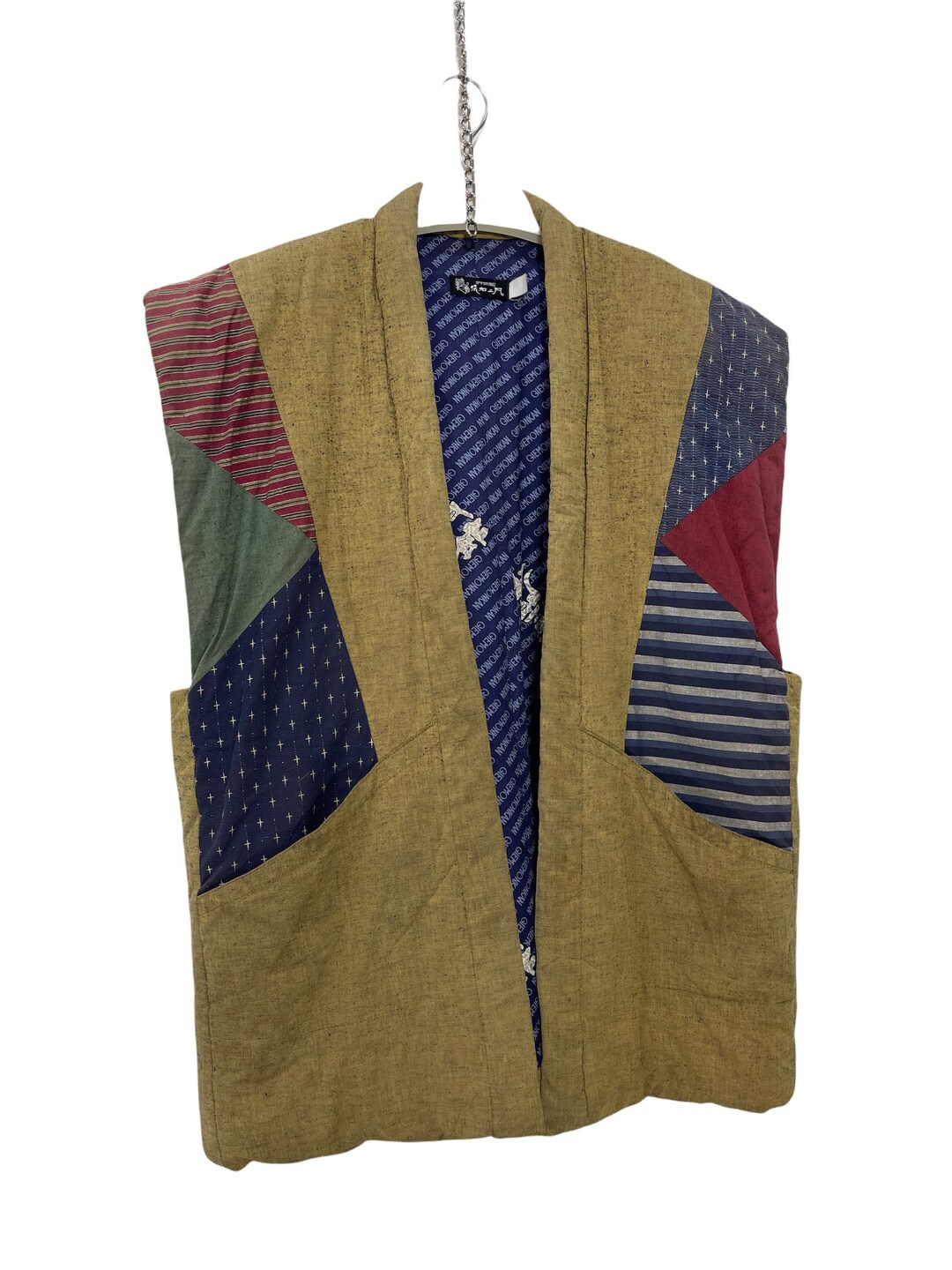 Made in Japan Vintage Hanten Vest Jacket Padding Patchwork Pattern ...