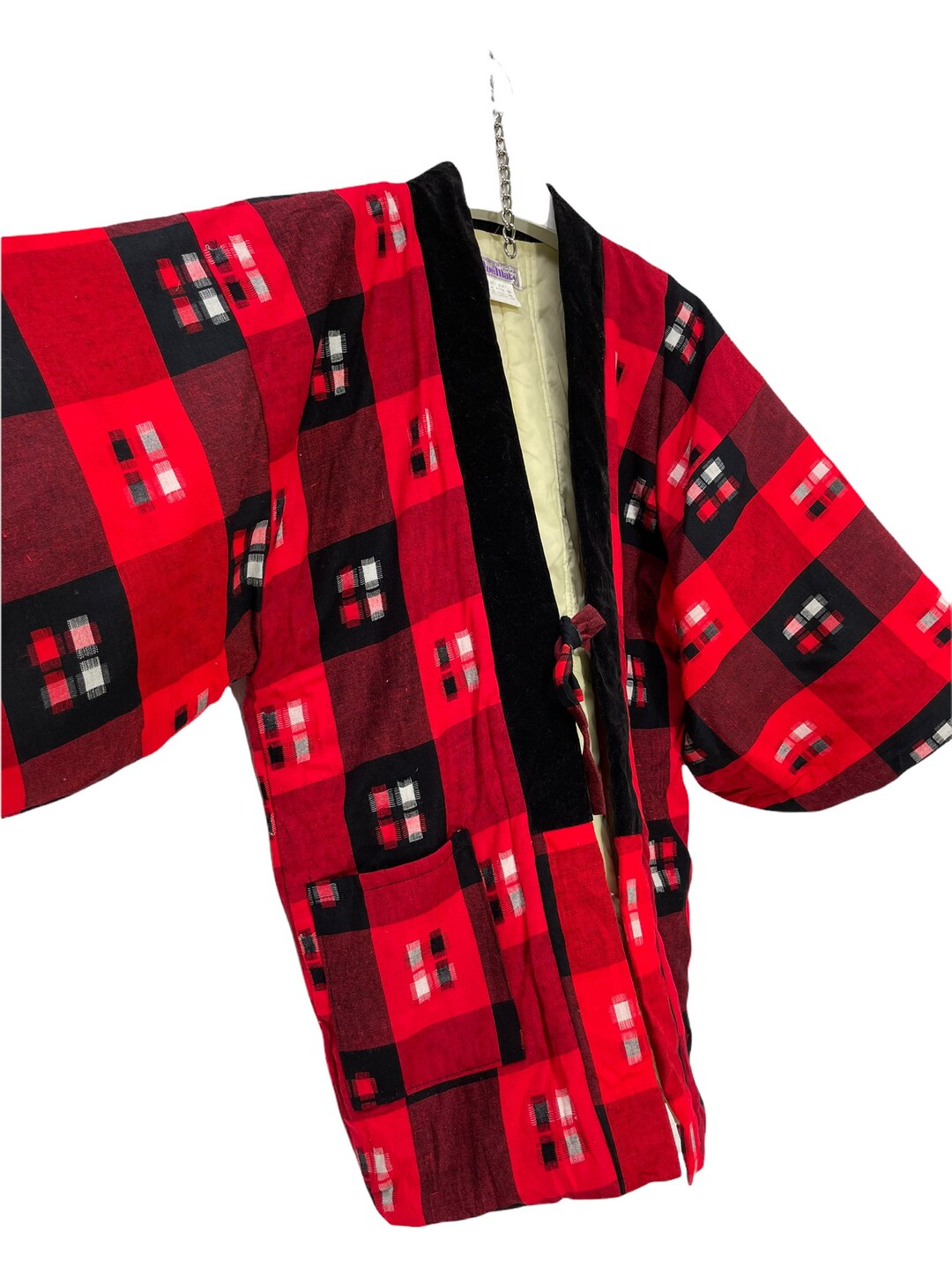 Made in Japan Vintage Hanten Jacket Padding Check Kasuri Patterns ...