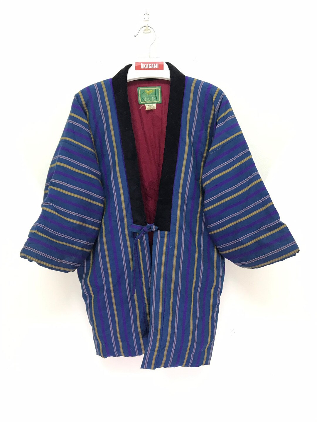 Made in Japan Vintage Hanten Jacket Padding Kasuri Brocade Striped ...