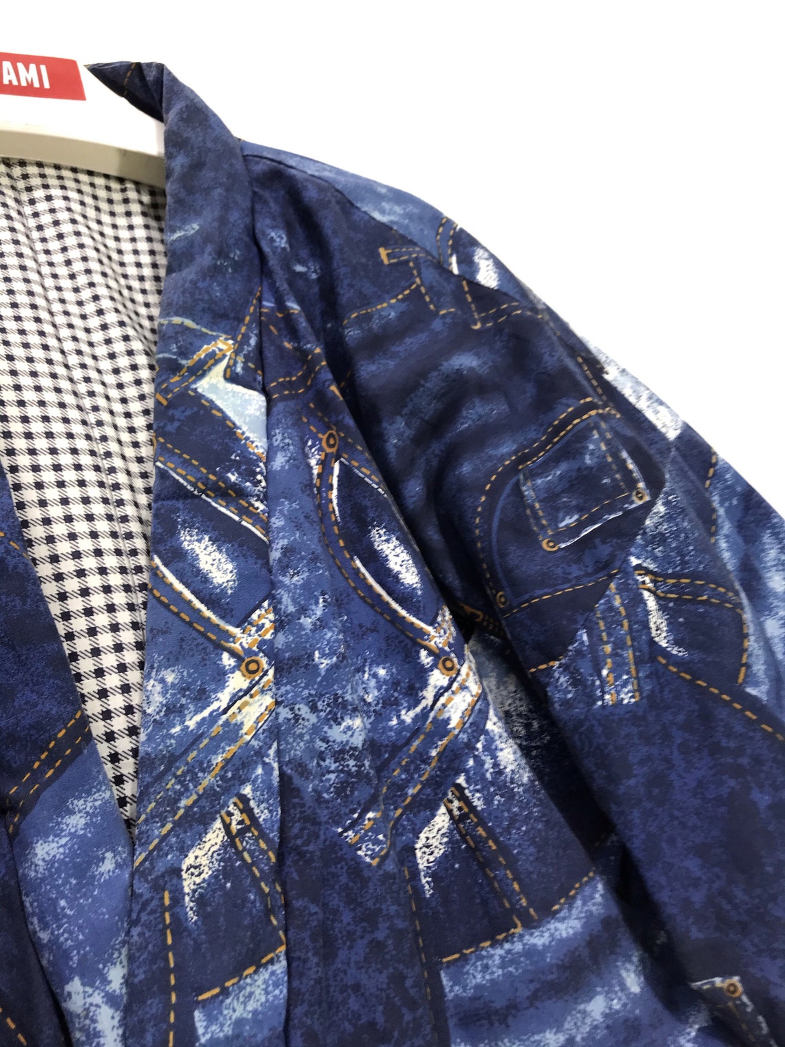 Vintage Hanten Jacket Padding Wadded Denim Fullprinted | Etsy