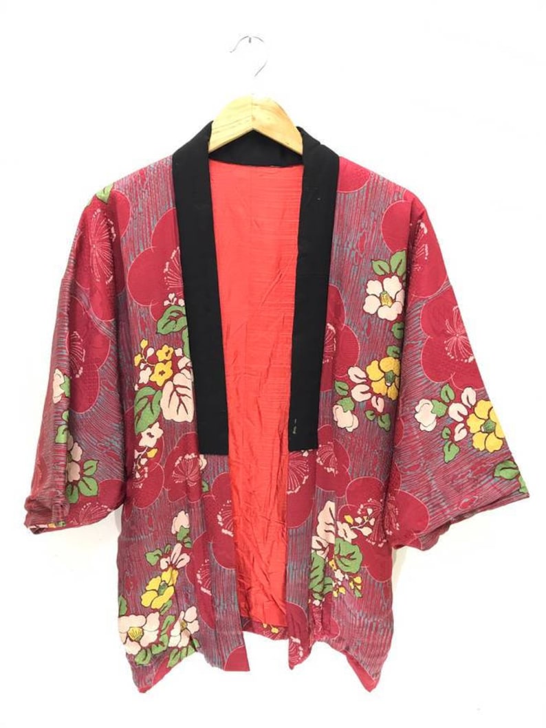 Hanten Kimono Traditional Japanese Padded Jacket Full Printed Floral - Etsy