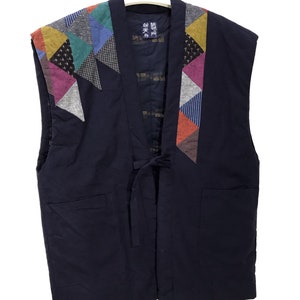 Made in Japan Vintage Hanten Vest Jacket Padding Patchwork Multicolour ...