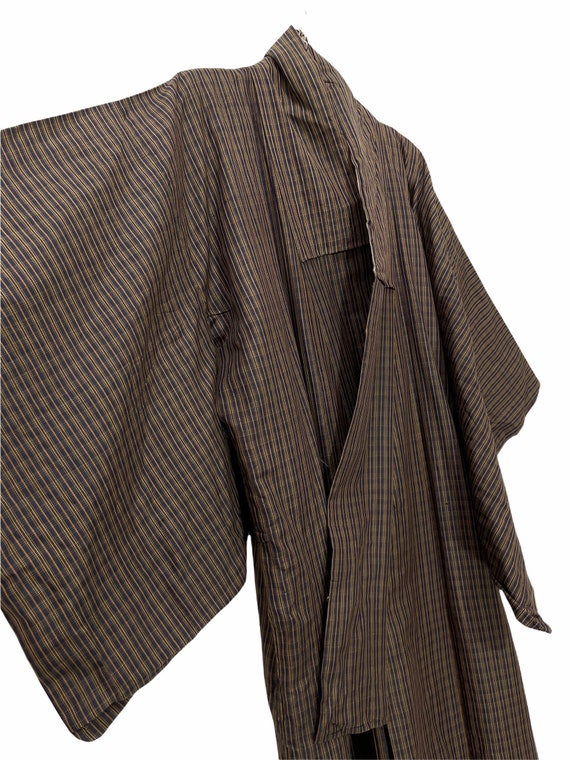 Made in Japan Vintage Mens Kimono Brown Check Pattern… - Gem