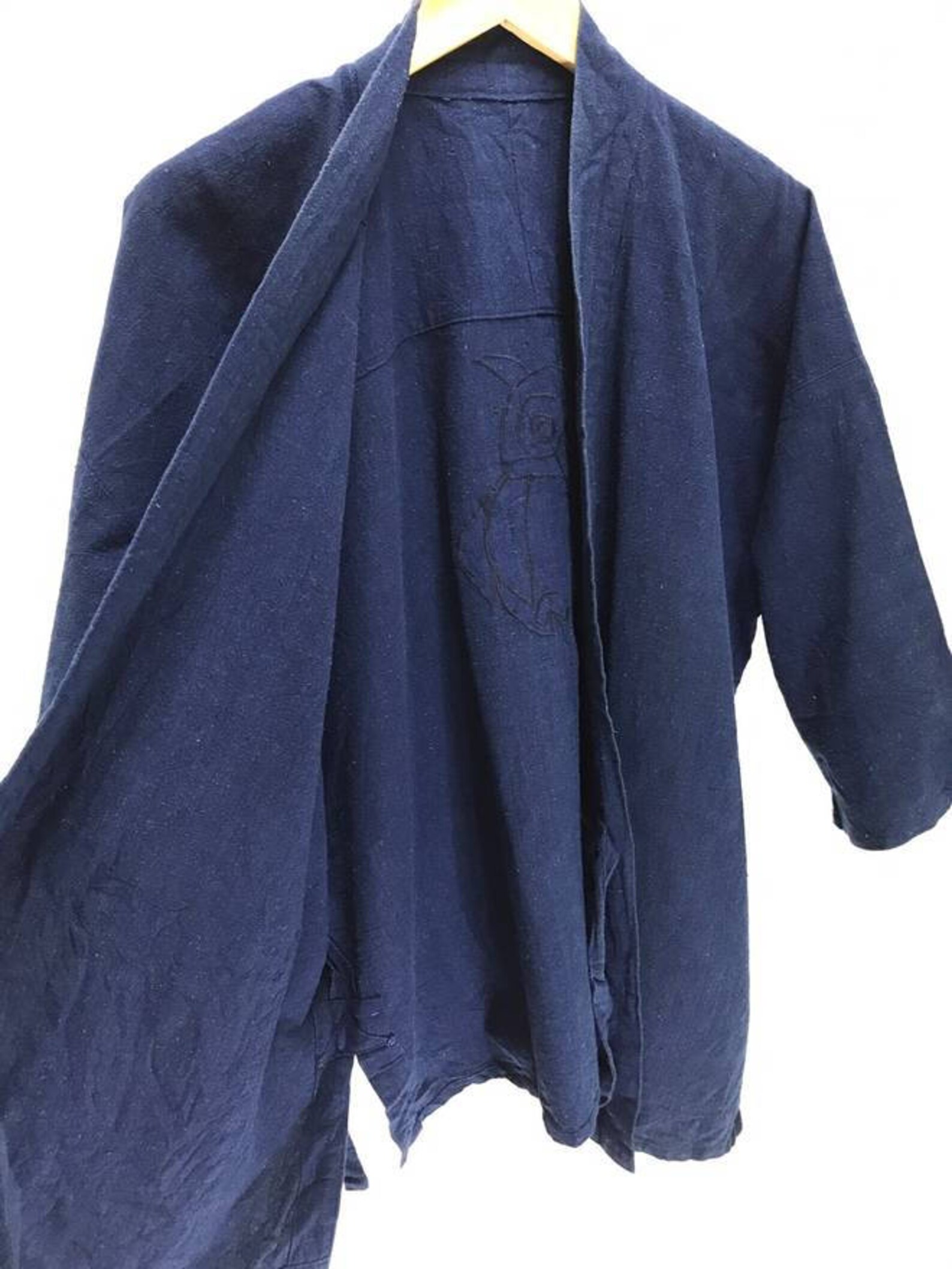 Haori Kimono Noragi Indigo Blue Embroidery Sweet Baby Owl - Etsy