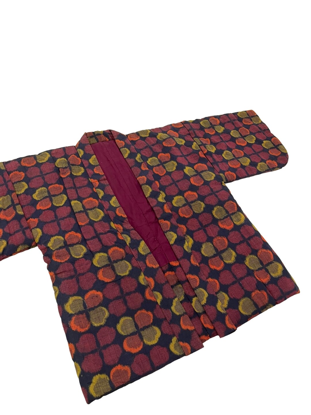 Vintage Hanten Jacket Padding Wadded Full Kasuri Ikat Brocade Japanese ...