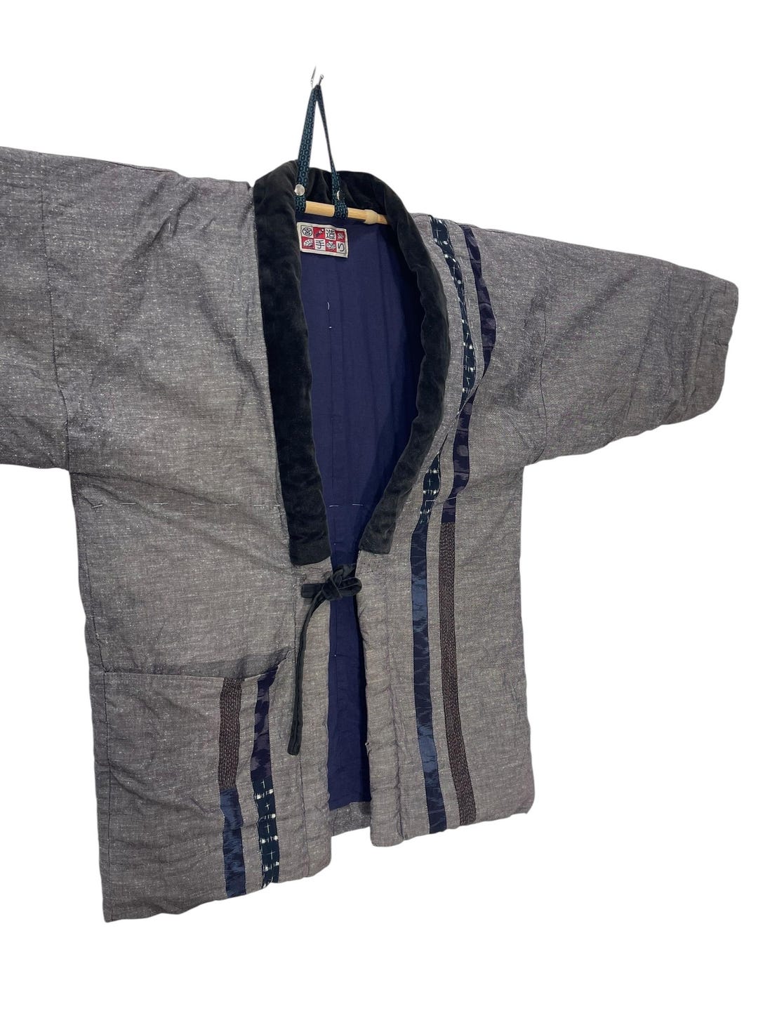 Vintage Hanten Jacket Padded Wadded Patchwork Striped Textured Japanese ...