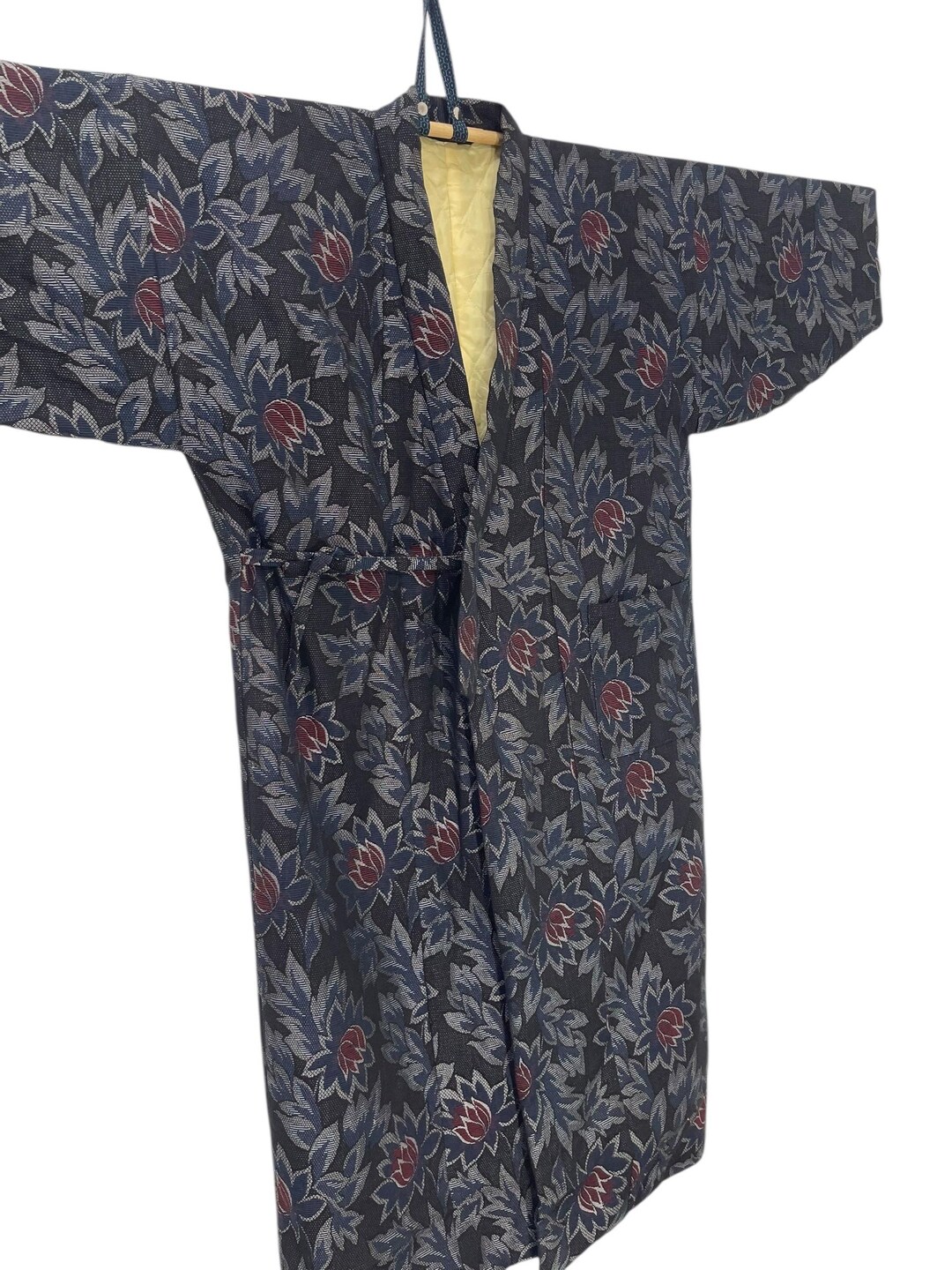 Vintage Hanten Kimono Quilted Lining Paddding Florals Textured Japanese ...