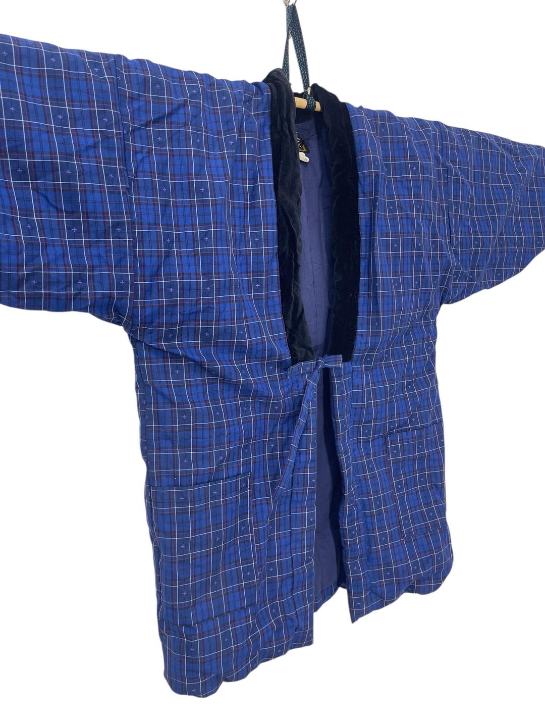 Vintage Showa Hanten Jacket Padded Wadded Tartan Textured Pattern ...