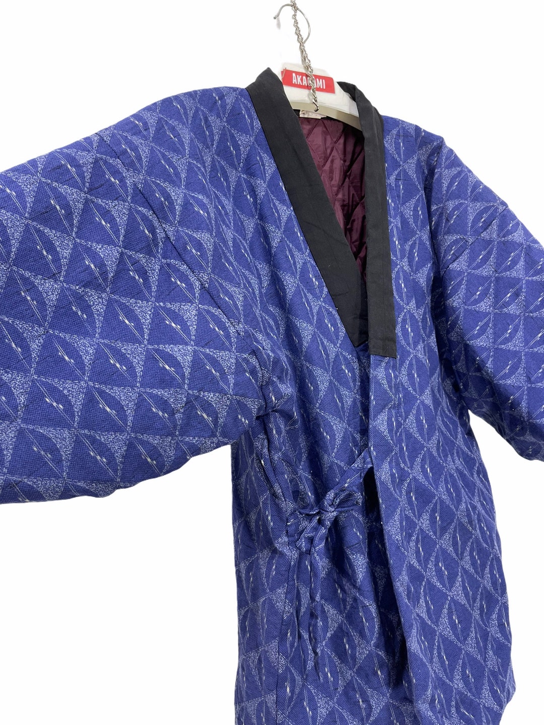 Made in Japan Vintage Hanten Jacket Padding Wadded Blue Full Pattern ...