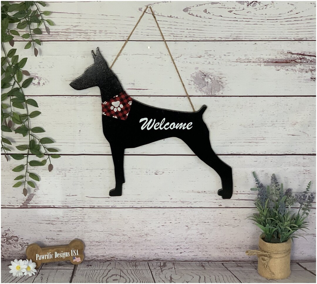 Doberman Pinscher Wood Welcome Door Sign, Wall Art Home Decor, Birthday ...