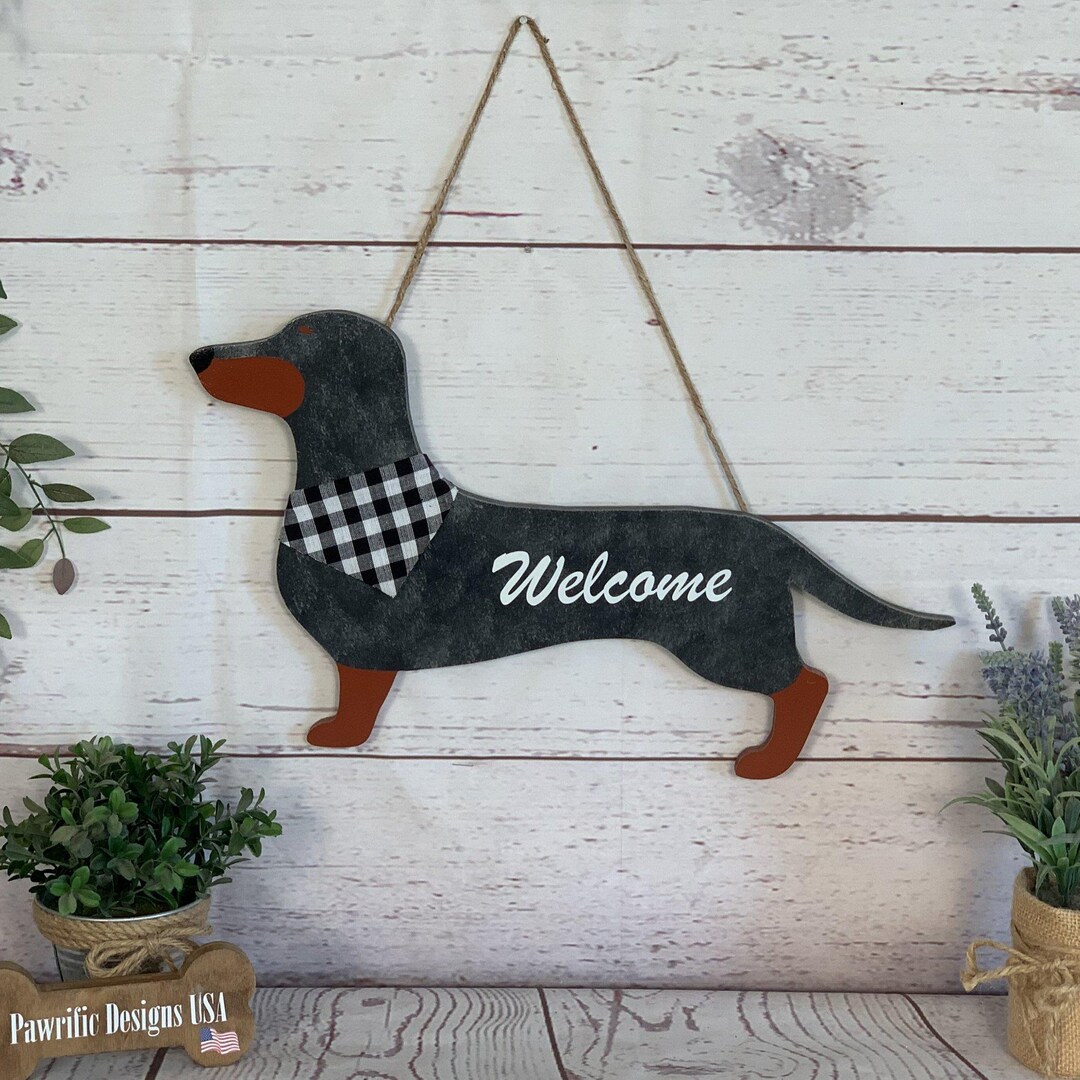 Dapple Dachshund Welcome Sign - Handmade Wood Wall Art Hanging - Etsy