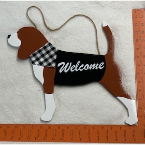 Beagle Wood Door Hanger Welcome Sign - Hunting Dog - Etsy