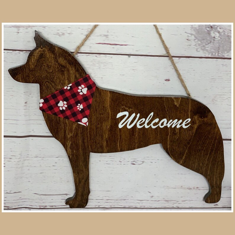 Siberian Husky Welcome Door Sign - Handmade Wood Wall Art Hanging - Etsy