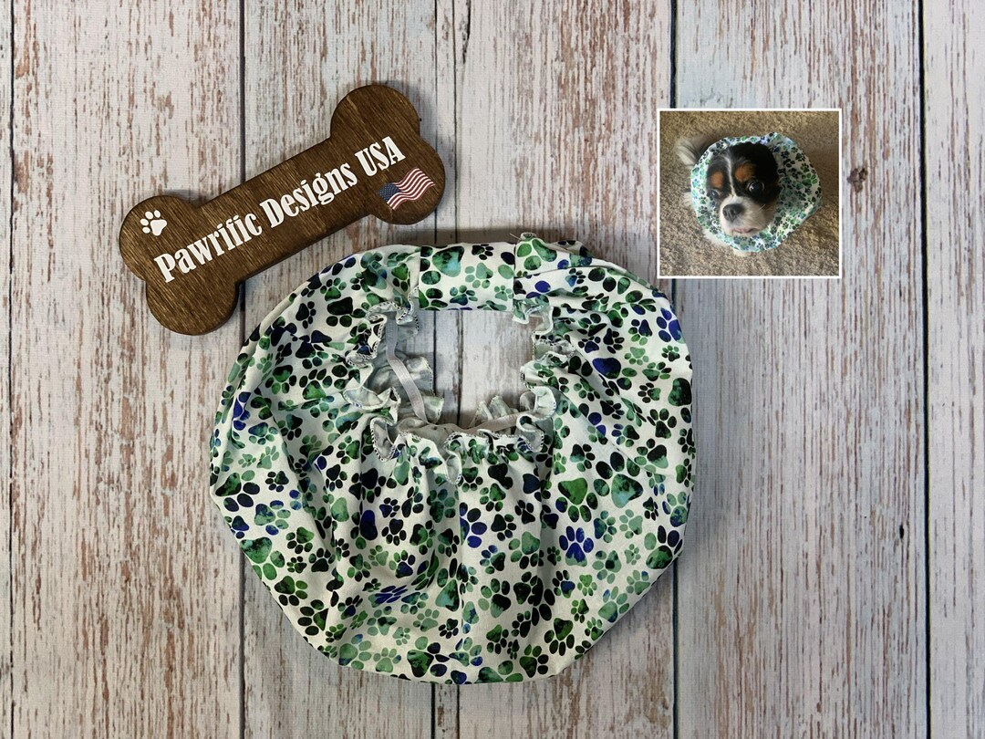 Paw Print Dog Snood for Eating, Ear Protection Cover for Cavalier ...