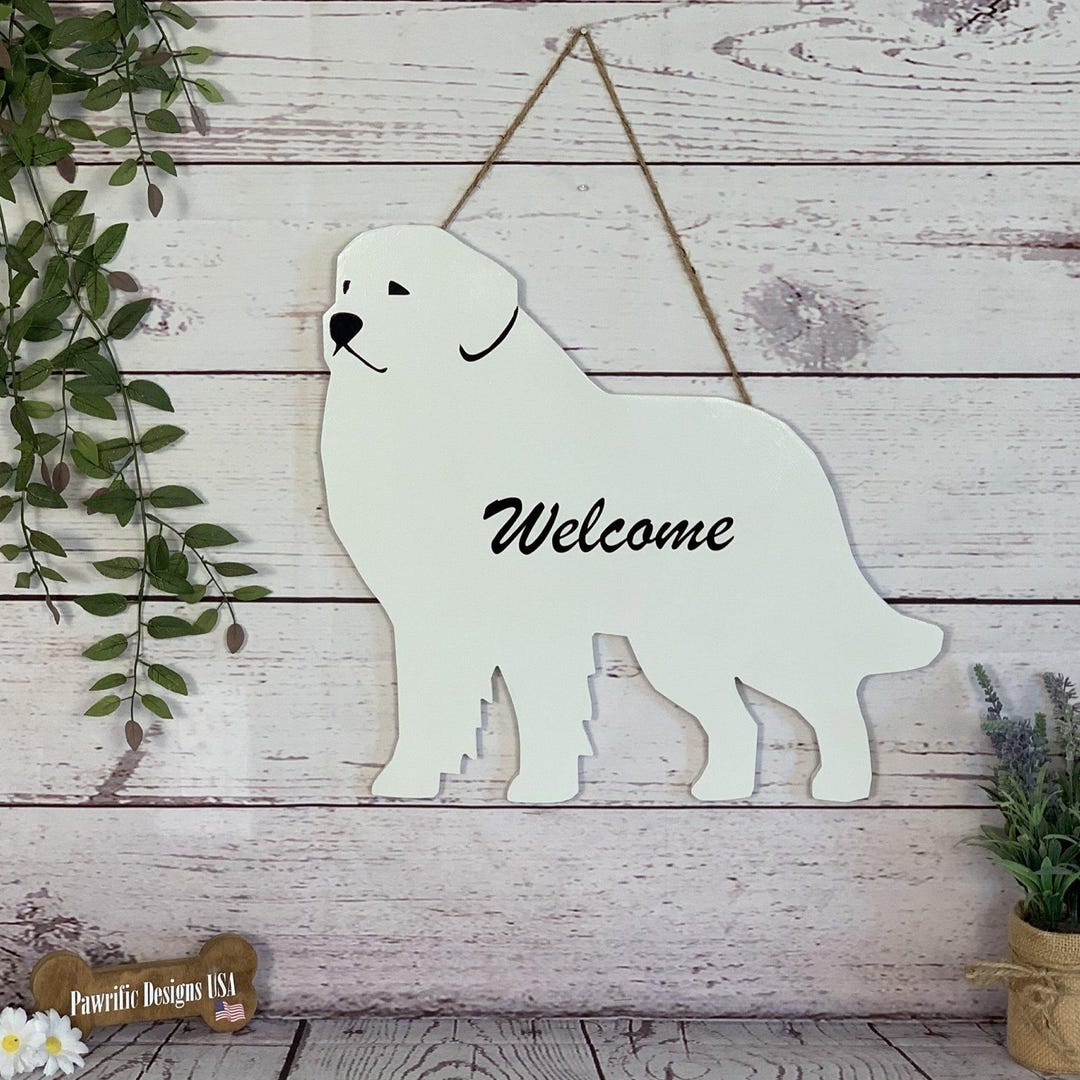 Pyrenees Welcome Door Sign - Wall Art Hanging - Wood Silhouette - Etsy