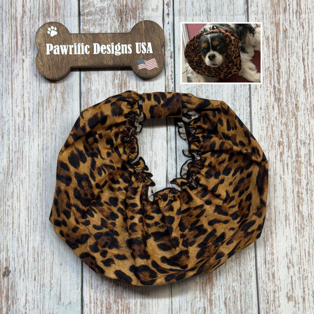 Leopard Dog Snood: Ear Protector for Long Ear Dogs Like Cavaliers - Etsy