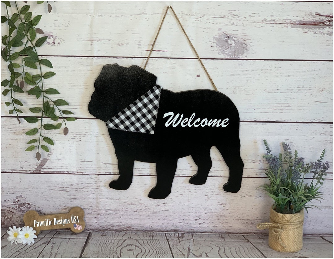 English Bulldog Wood Cutout Door Hanger, Home Decor, Birthday ...