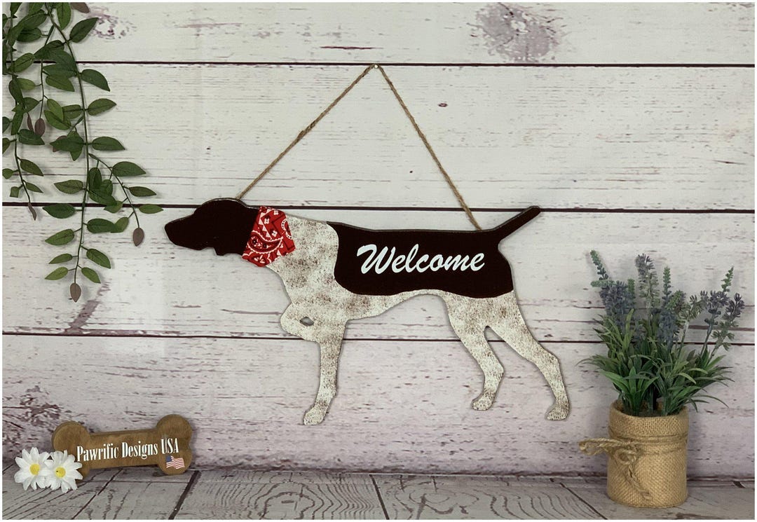 German Short Haired Pointer Wood Door Hanger Welcome Sign - Handmade ...