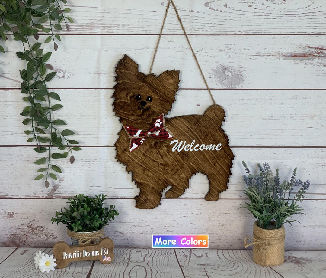 Yorkshire Terrier Wood Door Welcome Sign, Yorkie Wall Art Home Decor ...