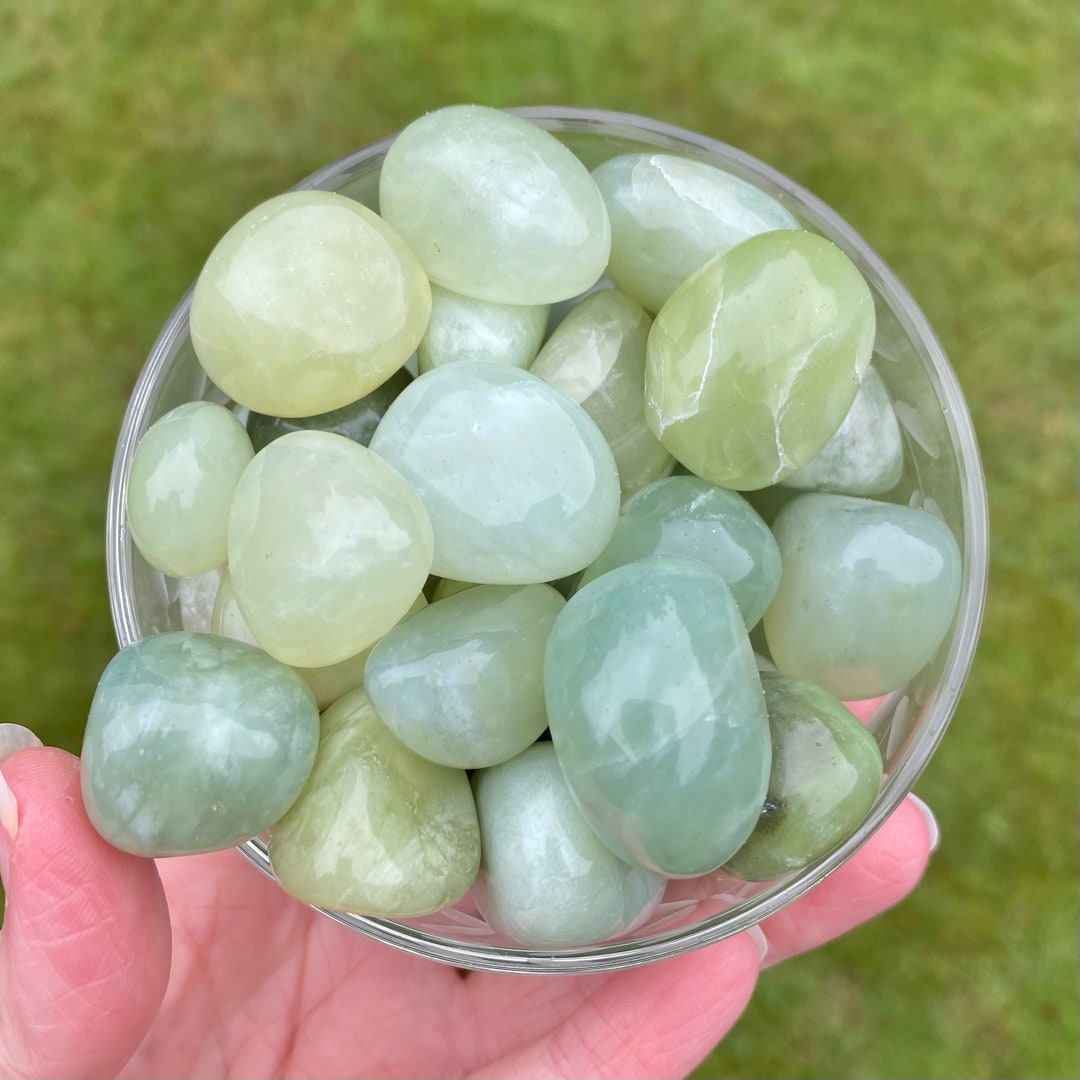 Jade, Tumbled Jade Stone, Tumbled Stones, Green Jade, Round, Polished ...