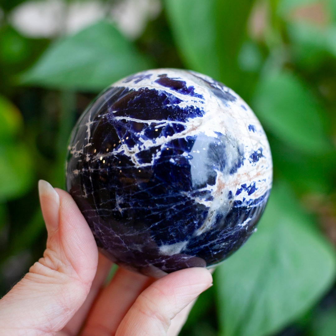 Large Sodalite Sphere, High Quality Sodalite Stone Sphere, Dark Blue ...