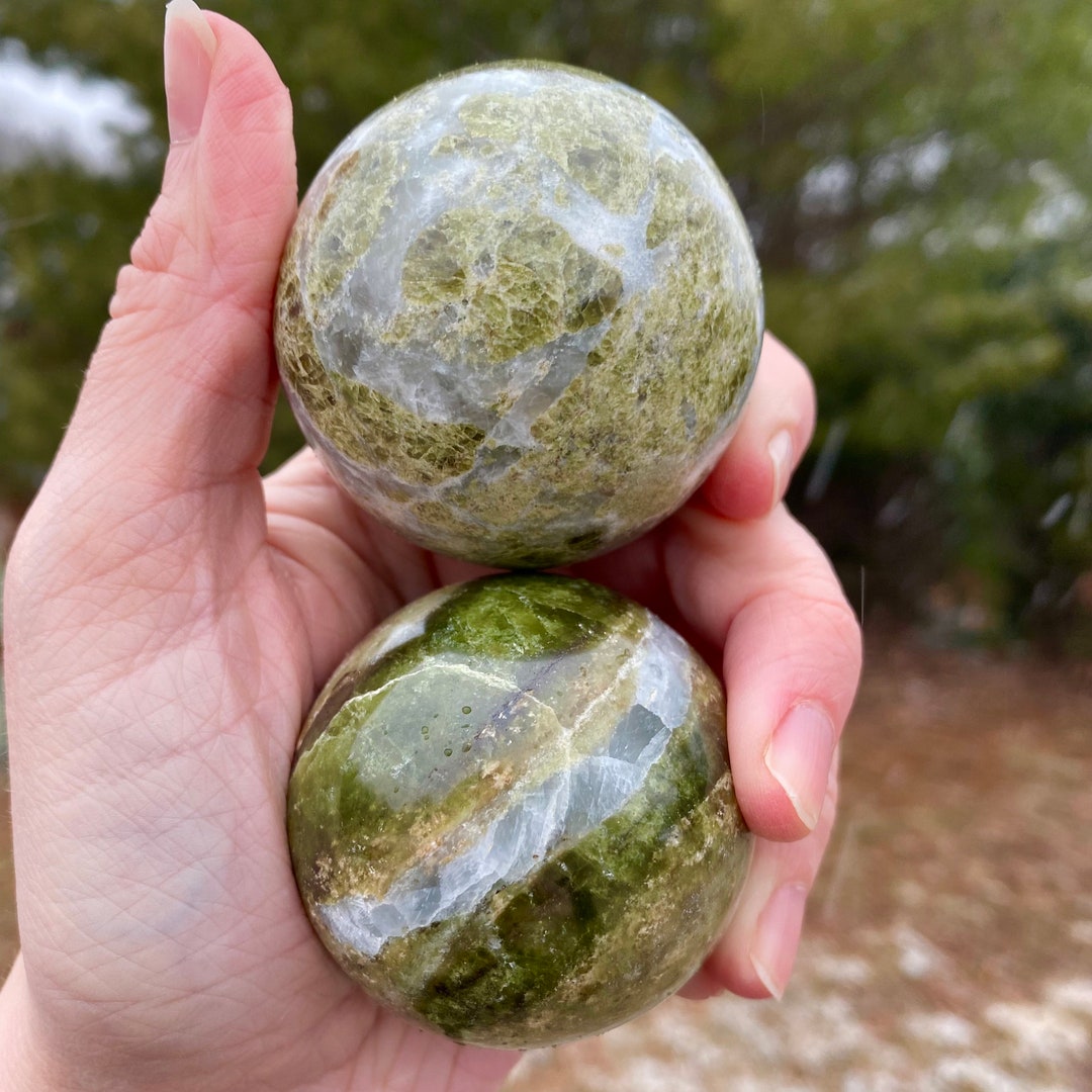 Vesuvianite Sphere, Large Vesuvianite, Heart Chakra, Uncommon Stone ...