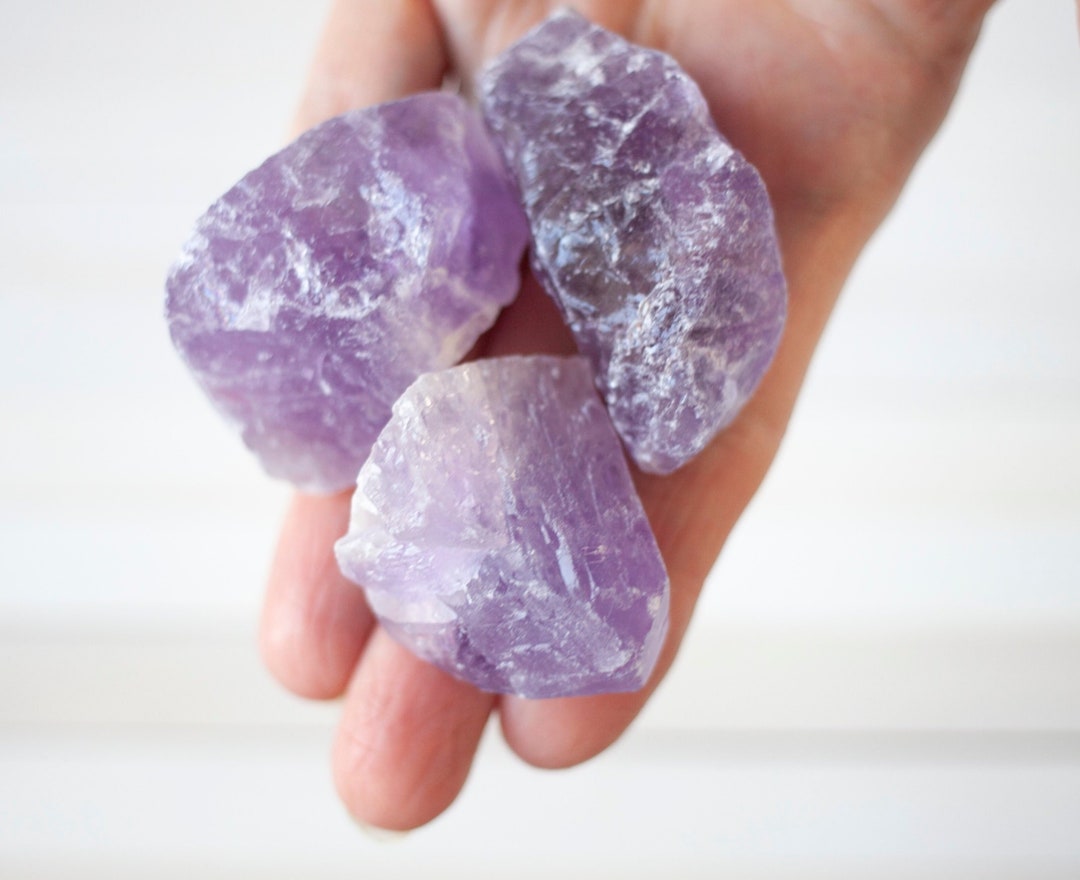 Raw Lilac Amethyst Crystal, 1in Large Rough Amethyst Stone With Clear ...