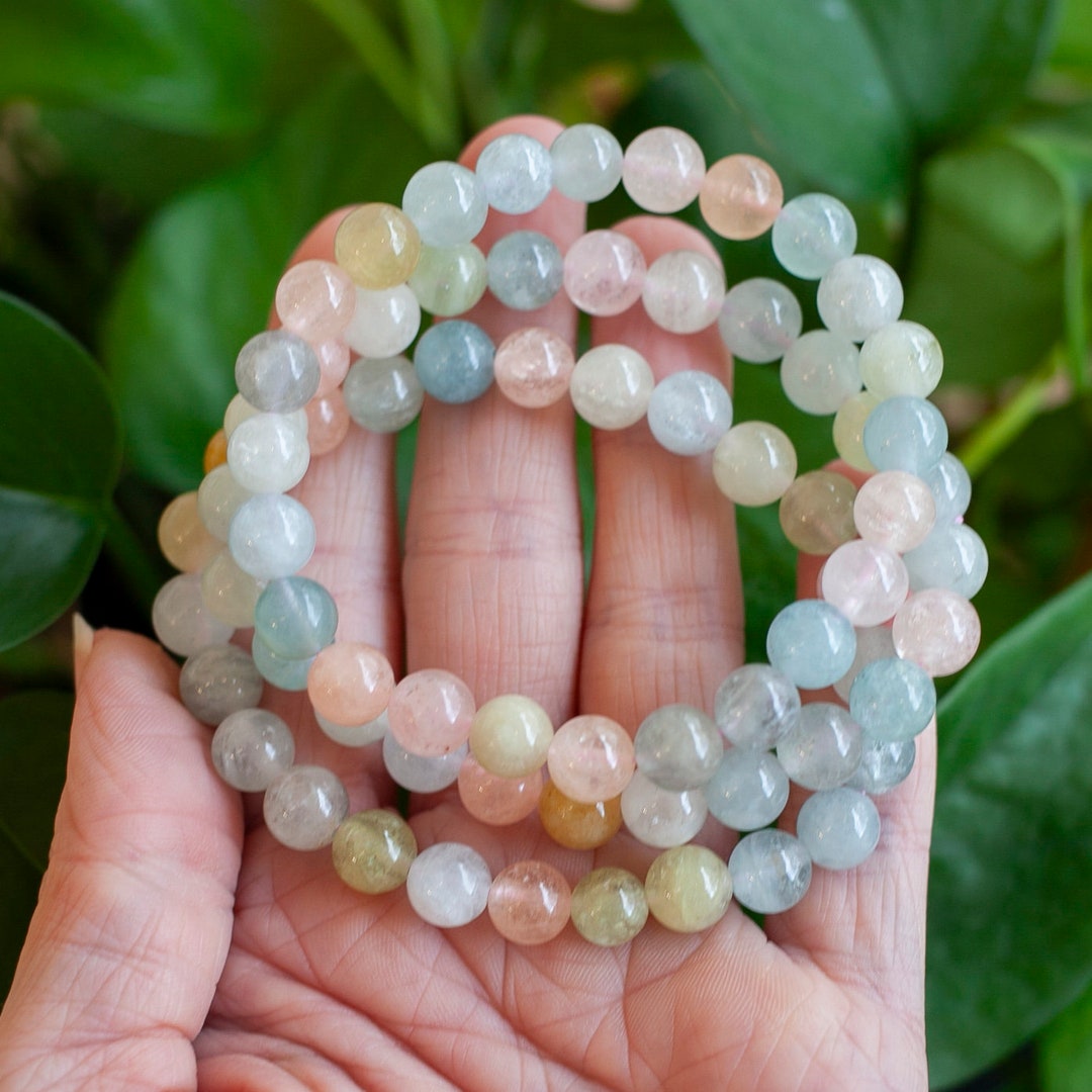 Beryl Bracelet, Gemmy Morganite Bracelet With Aquamarine, Pastel Color Gemstones - Etsy