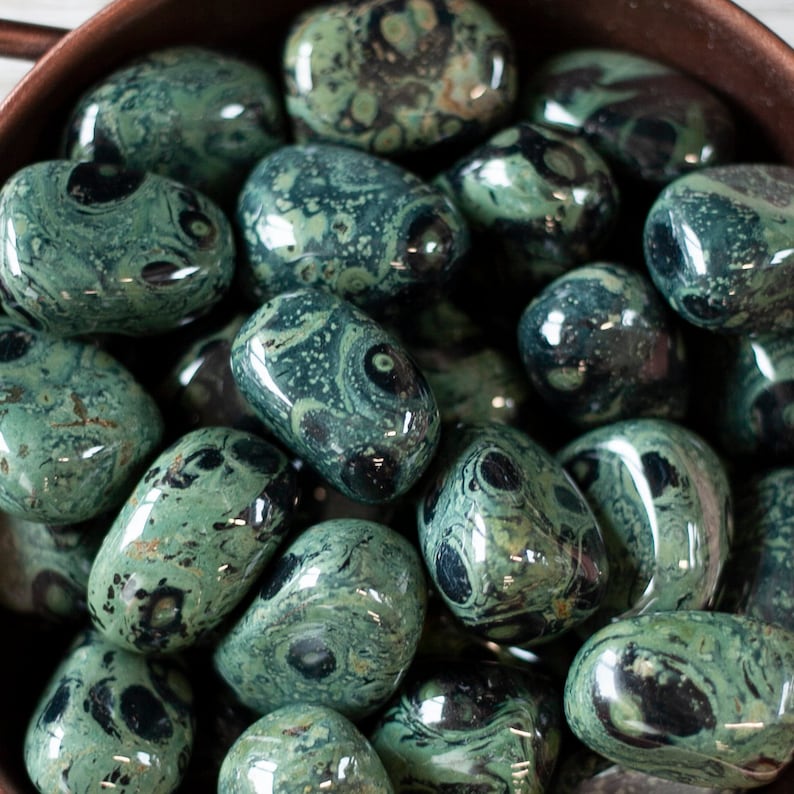 Kambaba Jasper Stone Forest Green Stone with Black Spots | Etsy