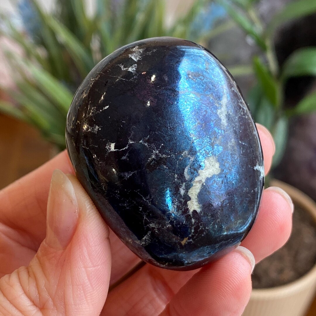 Covellite Stone, Blue Covellite, Metallic Blue, Large, Palm Stone - Etsy