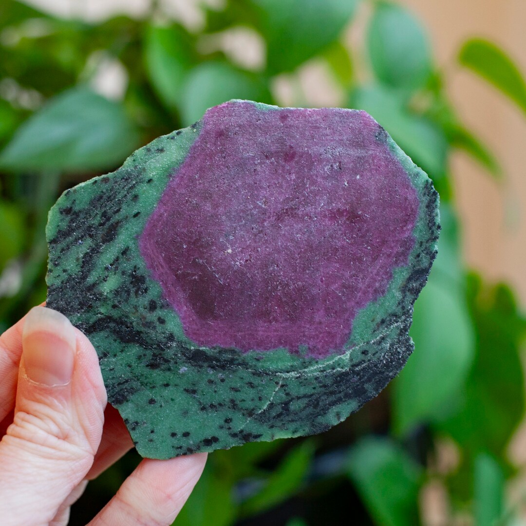 Ruby Zoisite Slab, Complete Hexagon, Raw Ruby in Zoisite Slice, Large ...
