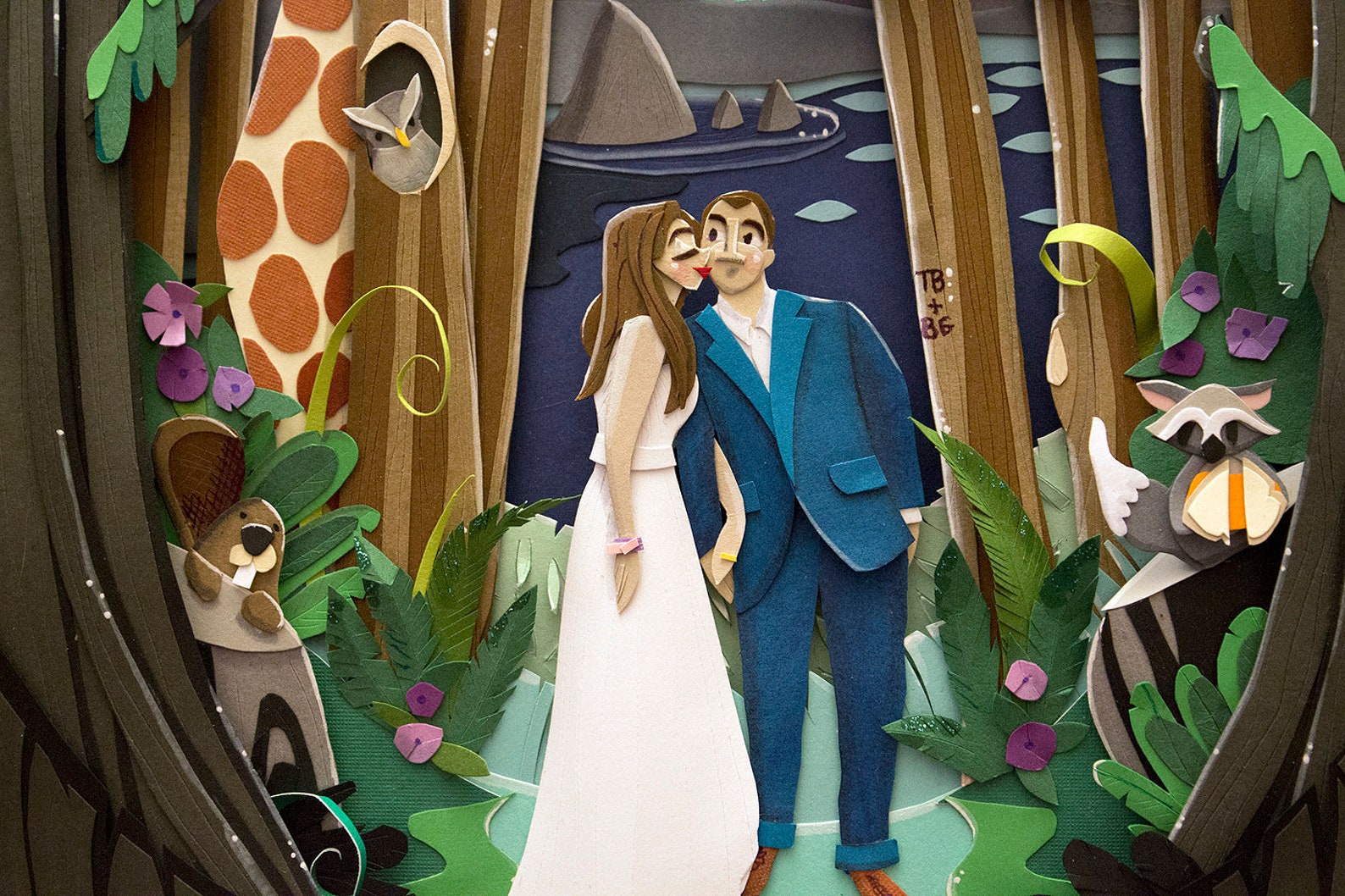 Custom Portrait of Couple Custom Paper Art Portrait - Etsy