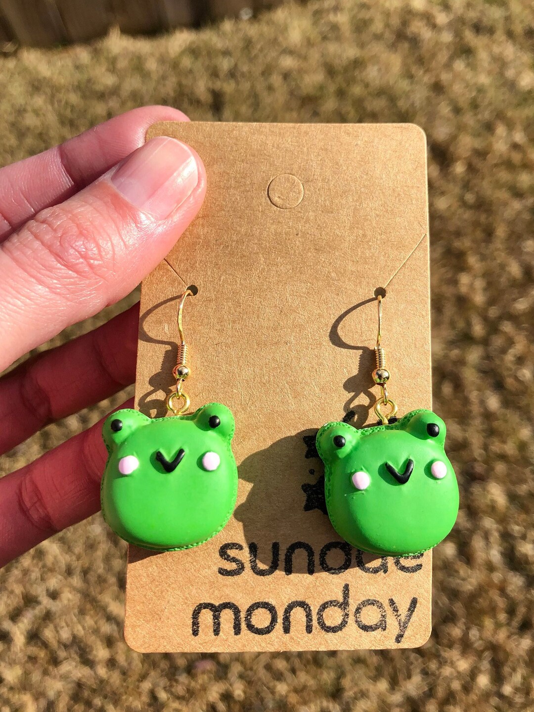 Cute Frog Macaron Sandwich Cookie Gold Earrings - Etsy